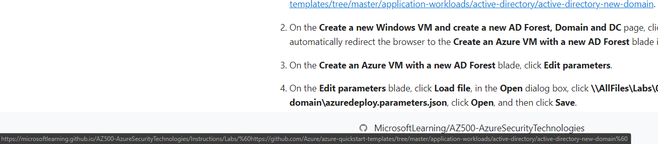 Lab 06: Task 2:Use an ARM template to deploy an Azure VM hosting an Active Directory domain ...