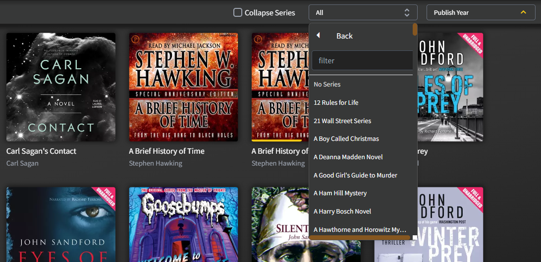 UI: Add search input inside library filter dropdown menu · Issue #1673 · advplyr/audiobookshelf ...