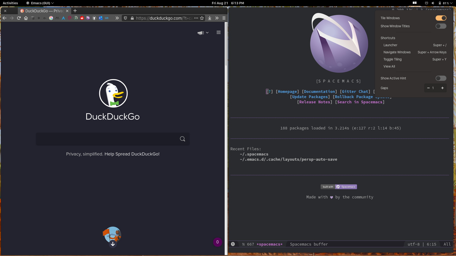 Emacs (GUI) doesn't tile evenly when pop-shell's tiling mode is enabled.. · Issue #511 · pop-os ...