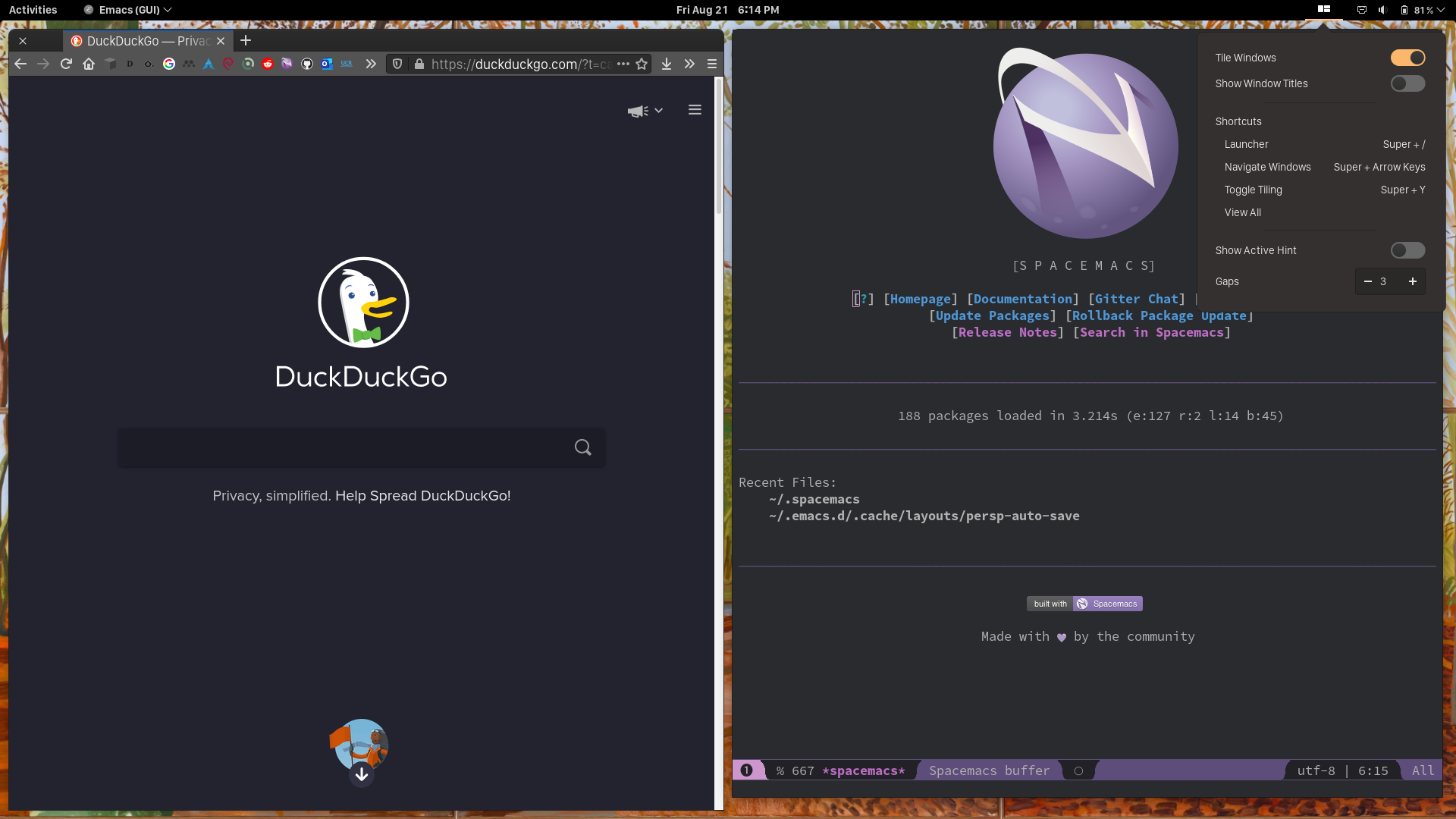 Emacs (GUI) doesn't tile evenly when pop-shell's tiling mode is enabled.. · Issue #511 · pop-os ...