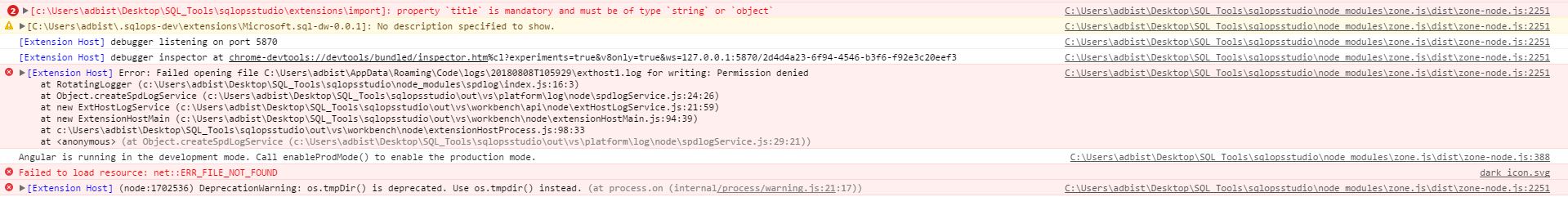 `Microsoft.import` failed error in console log · Issue #2183 · microsoft/azuredatastudio · GitHub