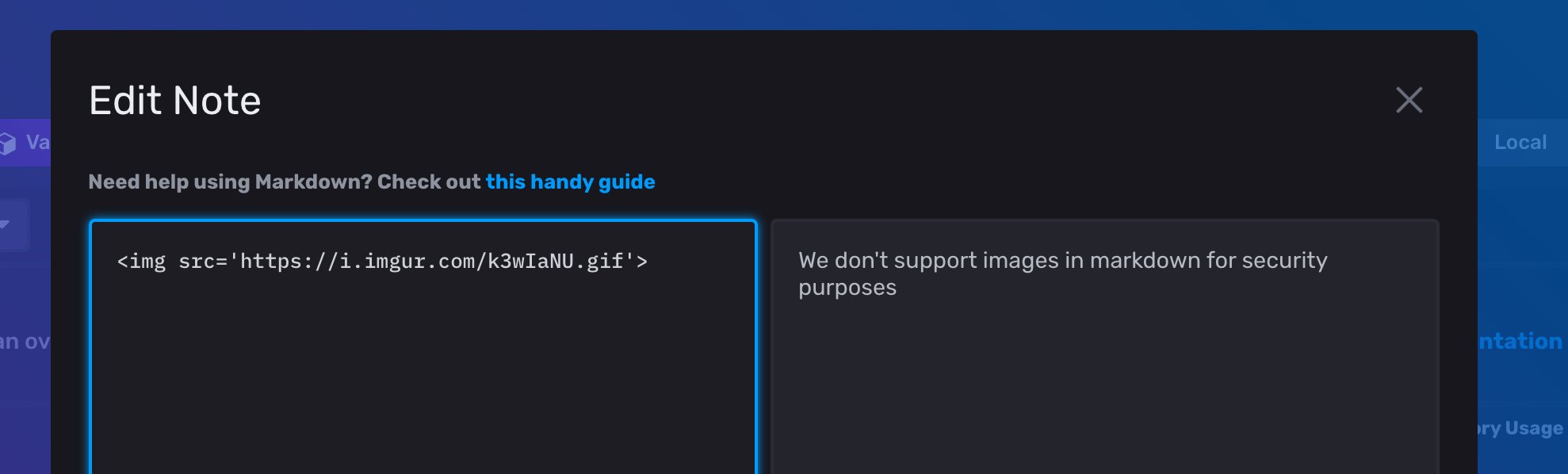 Adding an html img tag to a dashboard note causes internal error · Issue #456 · influxdata/ui ...