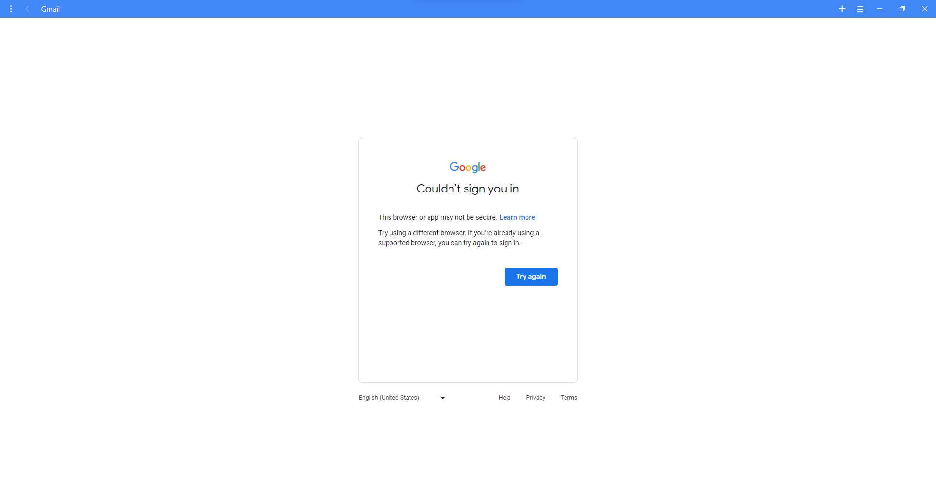 Google accounts does not allow signing in stating that the browser may not be secure · Issue ...