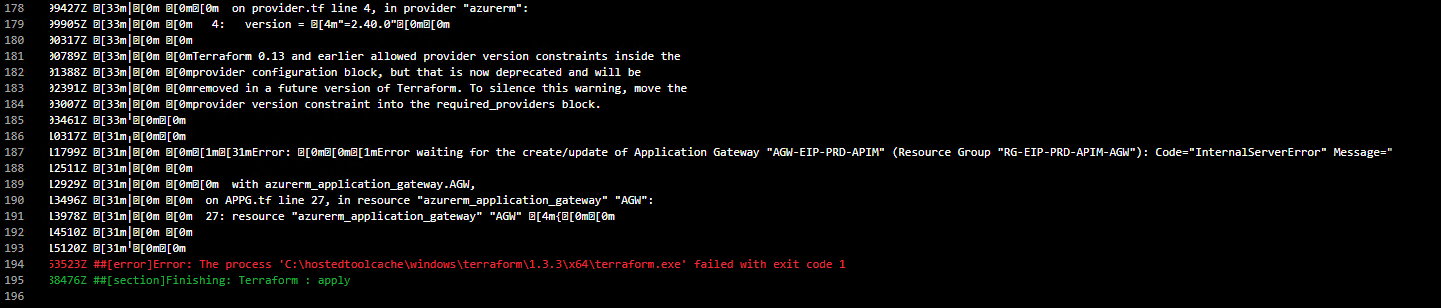 Error Waiting For The Createupdate Of Application Gateway Agw Eip Prd Apim Resource Group 