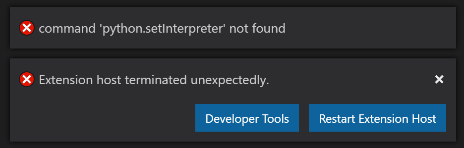 Python Extension Extension Host Terminated Unexpectly · Issue 1103 · Microsoft Vscode Python