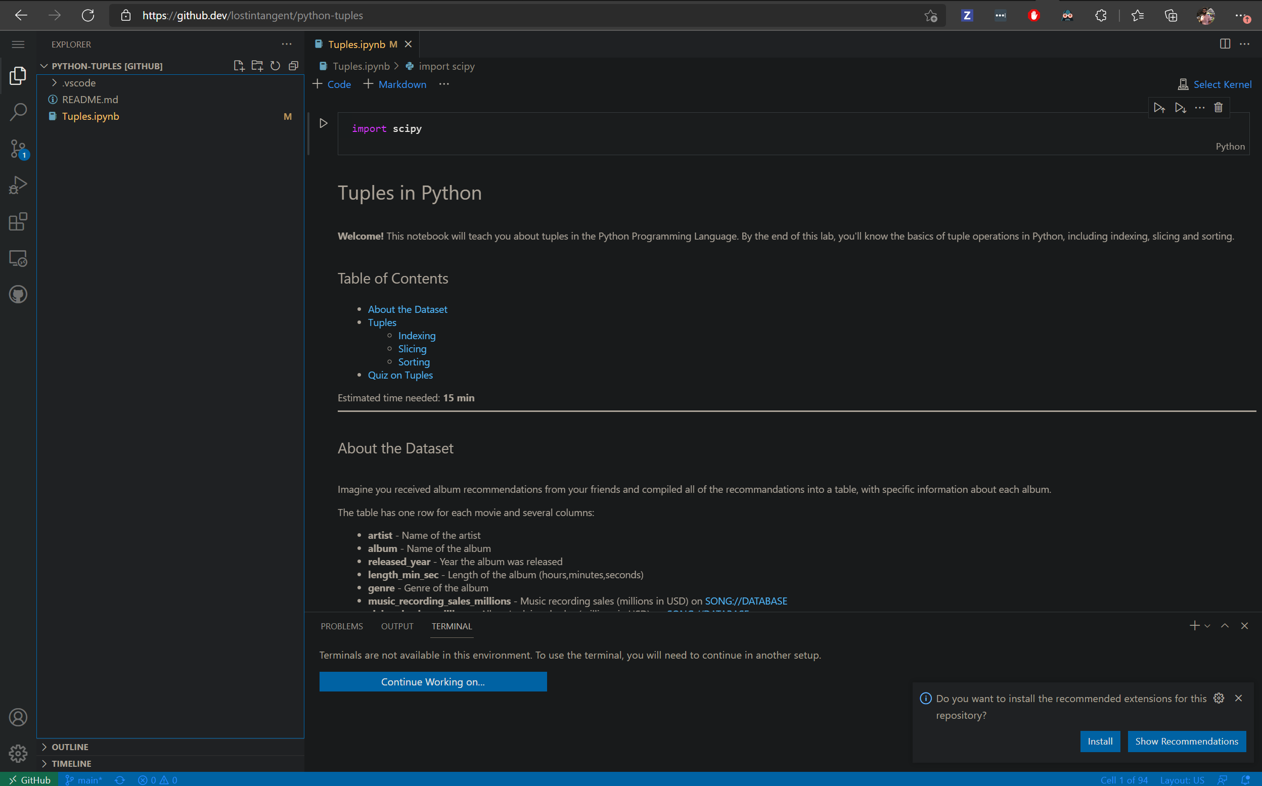 [github.dev] All "Run" options for notebooks should lead to the ...