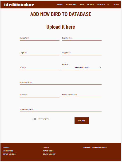 GitHub - CarterStefan/bird_watcher: Third Milestone Project