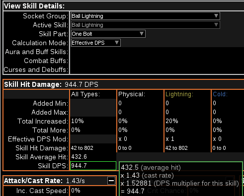 Ball Lightning (all bolts in range) and Unleash Support. · Issue #4867 · PathOfBuildingCommunity ...