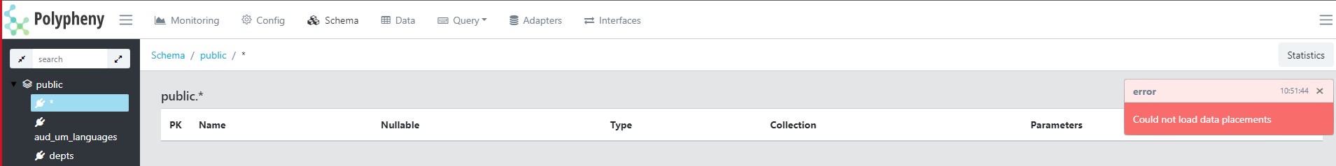 Adding Data Source Tables containing wildcards '*' breaks schema · Issue #447 · polypheny ...