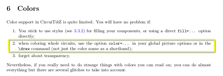 Colors not applying to components · Issue #429 · circuitikz/circuitikz · GitHub