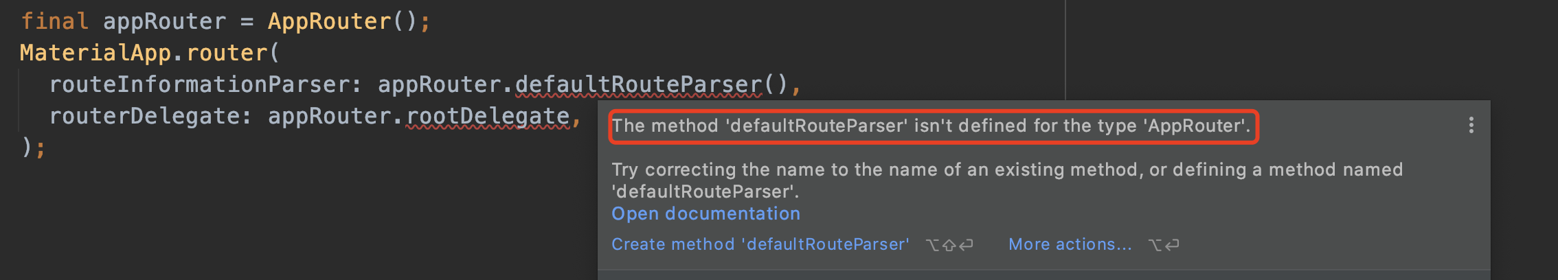 The getter 'rootDelegate' isn't defined for the type 'AppRouter'. · Issue #289 · Milad-Akarie ...