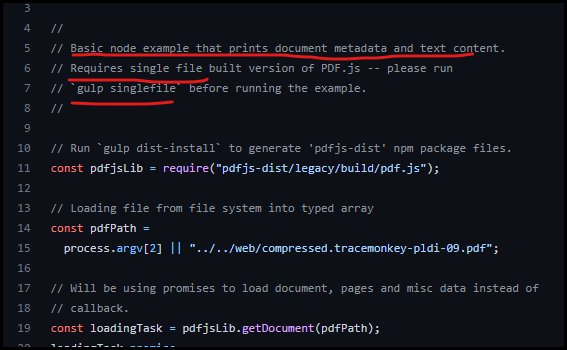 Is there a smaller package to use for nodejs if all I want to do is extract content from PDF ...