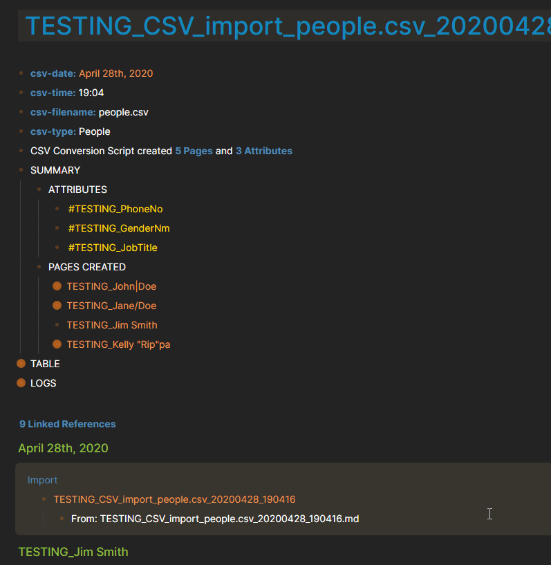 Importing via copy/paste or Markdown import includes indents/bullets in Attribute:: page names ...