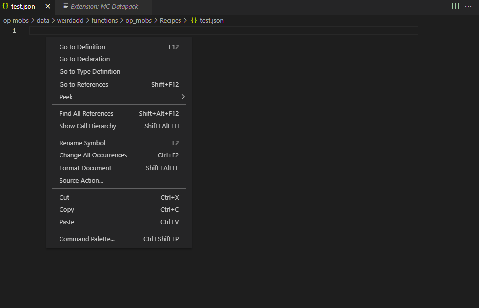 [Bug] Recipe Editor not working · Issue #13 · HuJohner/vscode-mc ...