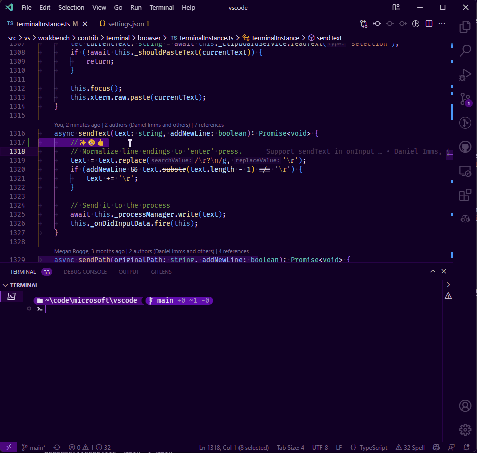 Terminal.sendText seems to strip unicode/emoji · Issue #144807 · microsoft/vscode · GitHub