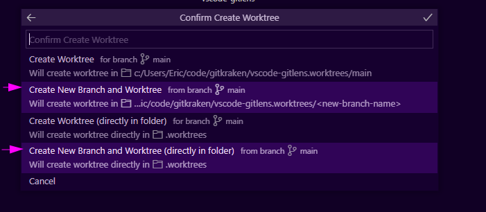 Add Worktree support for creating a new branch · Issue #1977 · gitkraken/vscode-gitlens · GitHub