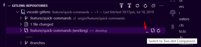 Enable an iterative git workflow by showing diff compared to master ...