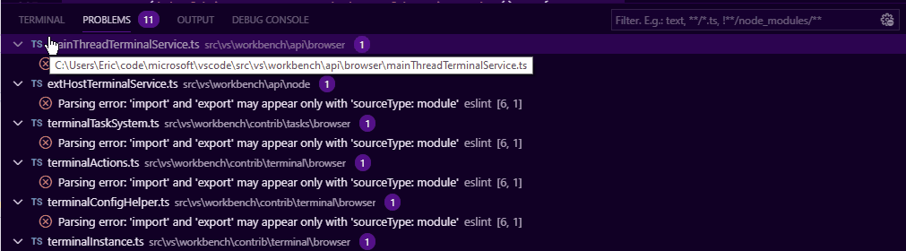 Error when expanding/collapsing in the Problems view (icon changes, but contents to not collapse ...