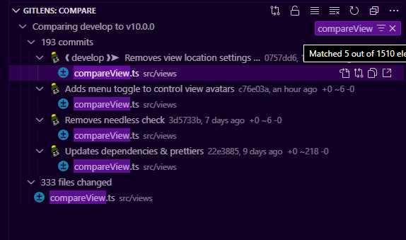 Compare tab - search button (git diff -G) · Issue #949 · gitkraken/vscode-gitlens · GitHub