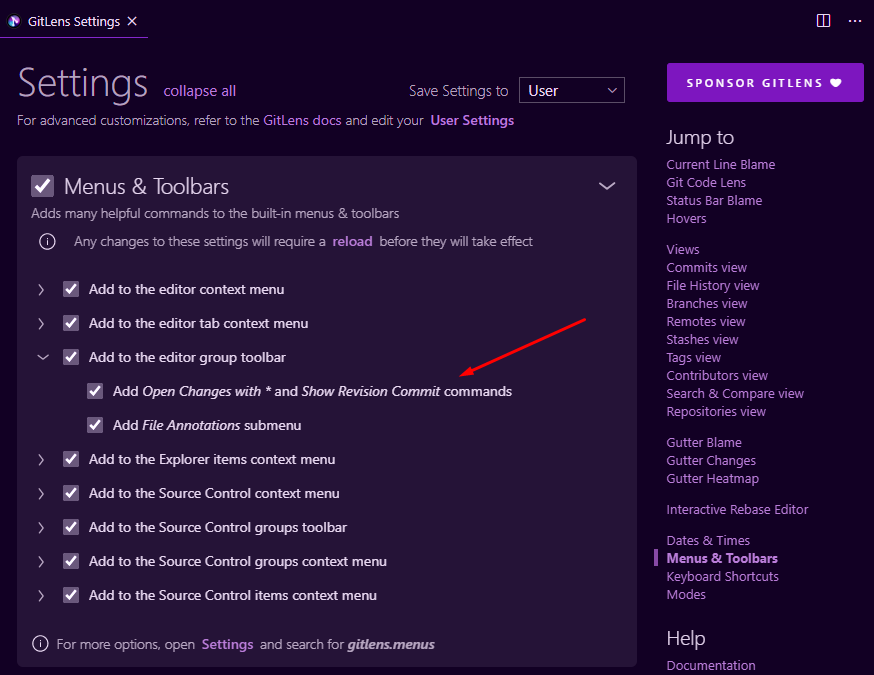 Toggle Items From The Editor Menu Bar · Issue 1199 · Gitkrakenvscode Gitlens · Github