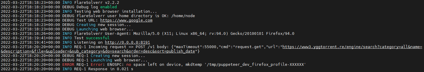 [yggtorrent] Exception (yggtorrent): FlareSolverr was unable to process the request, please ...