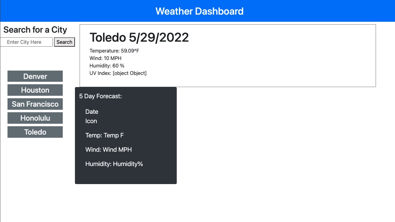 GitHub - Samantha-Ruth/Weather-Dashboard: See the weather forecast in ...
