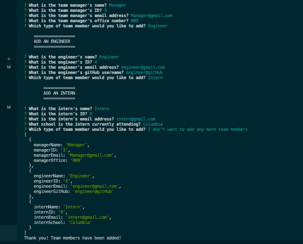 Team-Profile-Generator