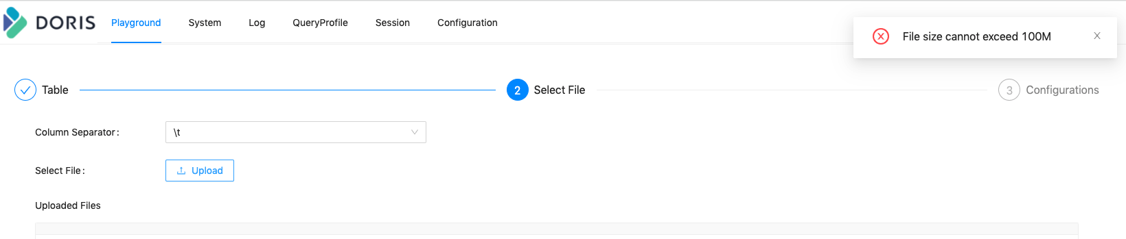 File size cannot exceed 100M[Bug] · Issue #7287 · apache/doris · GitHub