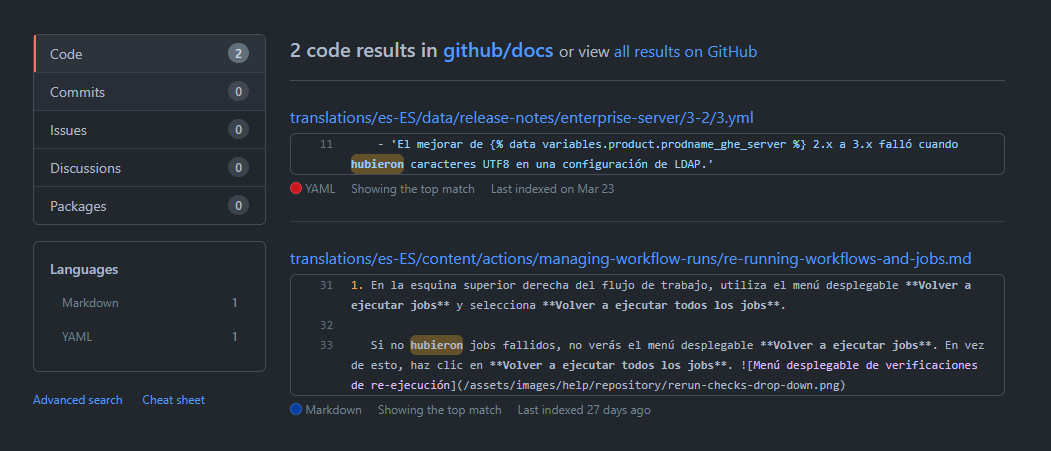 Incorrect word in Spanish translation · Issue #17405 · github/docs · GitHub