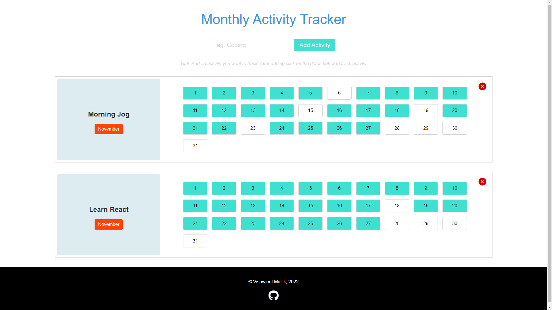 GitHub - vishmallik/Monthly-Activity-Tracker: Monthly Activity Tracker ...
