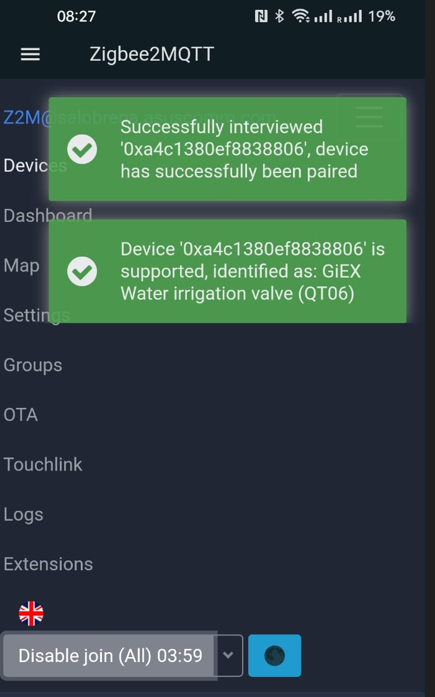 Error after pairing of water valve GiEX QT06 · Issue #17088 · Koenkk/zigbee2mqtt · GitHub