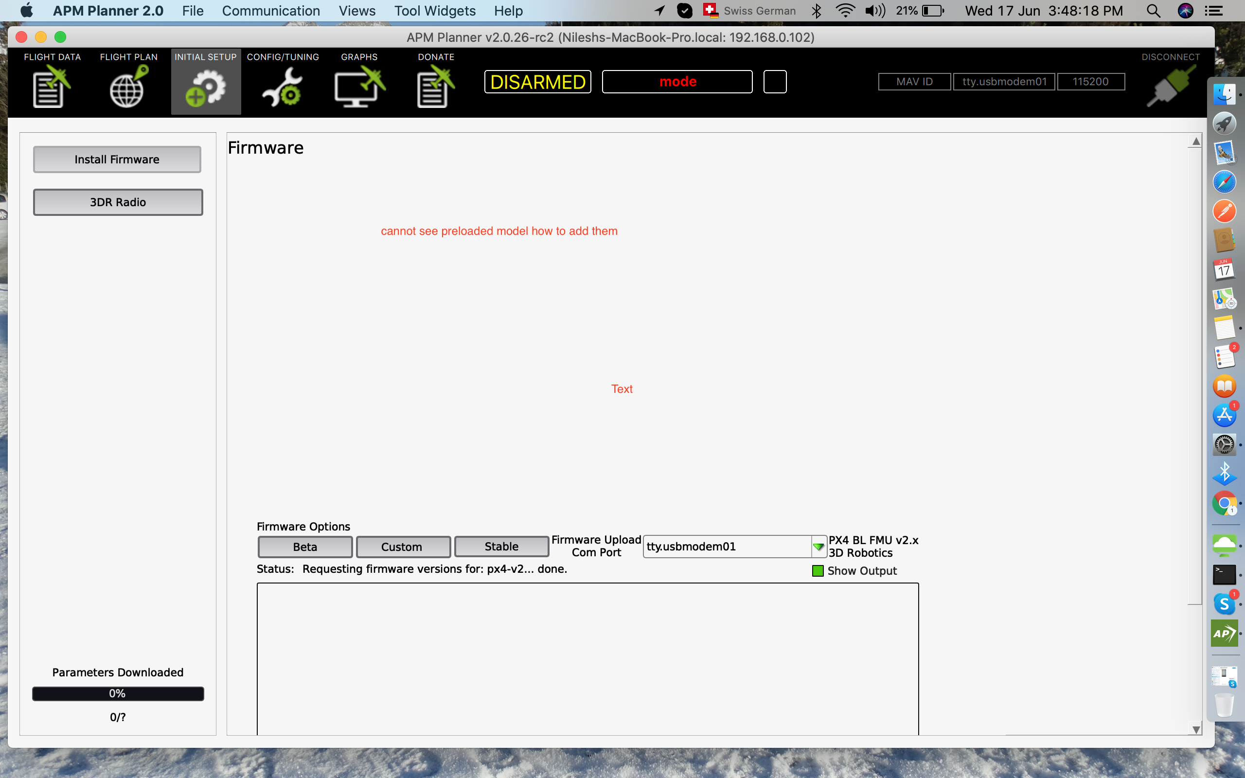 Not able to view the Models and Menu after opening Initial setup (PX4 Connected) · Issue #1214 ...