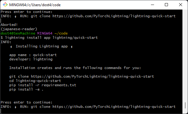 Error when running lightning install app lightning/quick-start · Issue #15147 · Lightning-AI ...