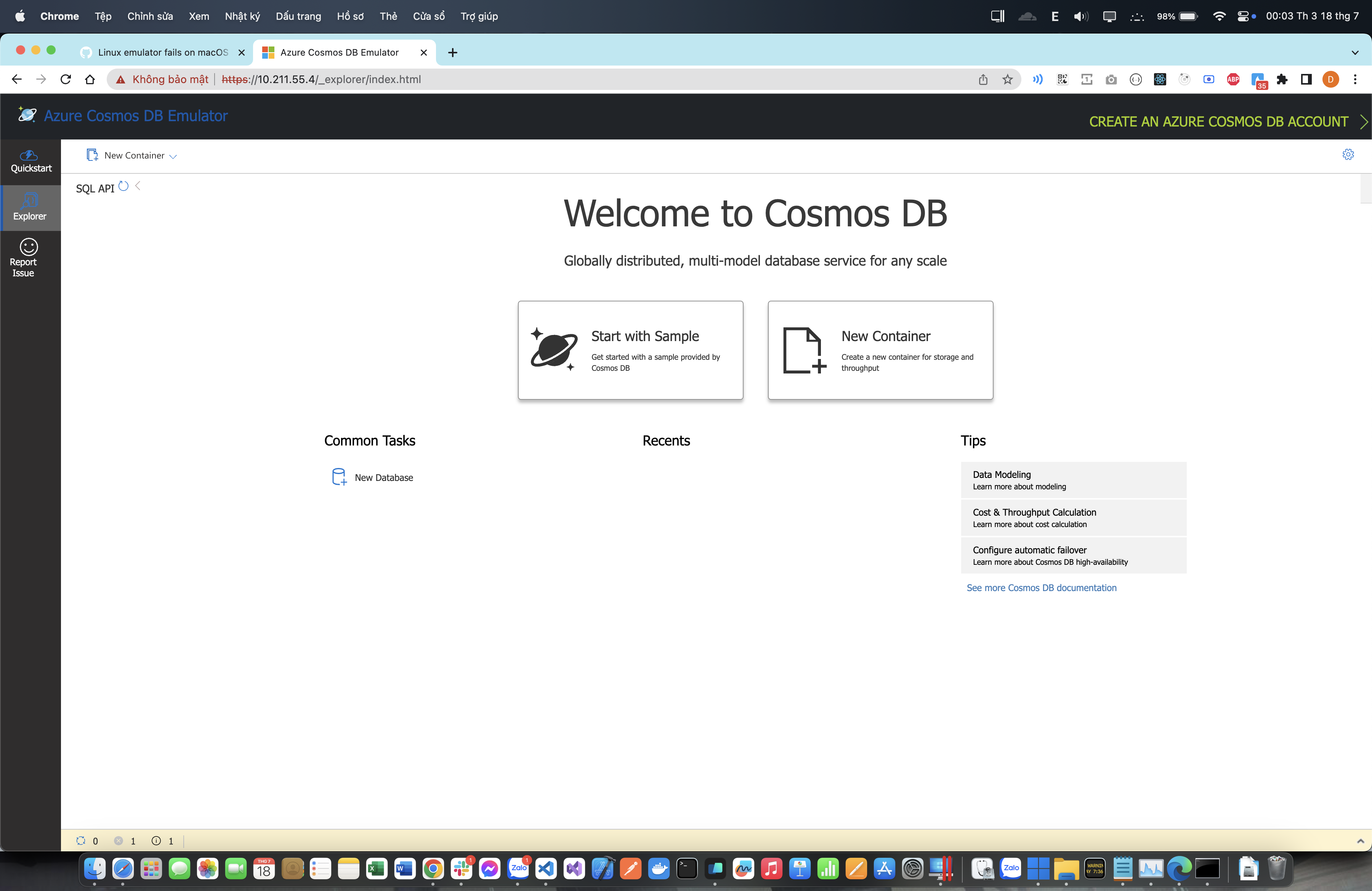 Linux emulator fails on macOS M1 even with x64 virtualization · Issue #54 · Azure/azure-cosmos ...