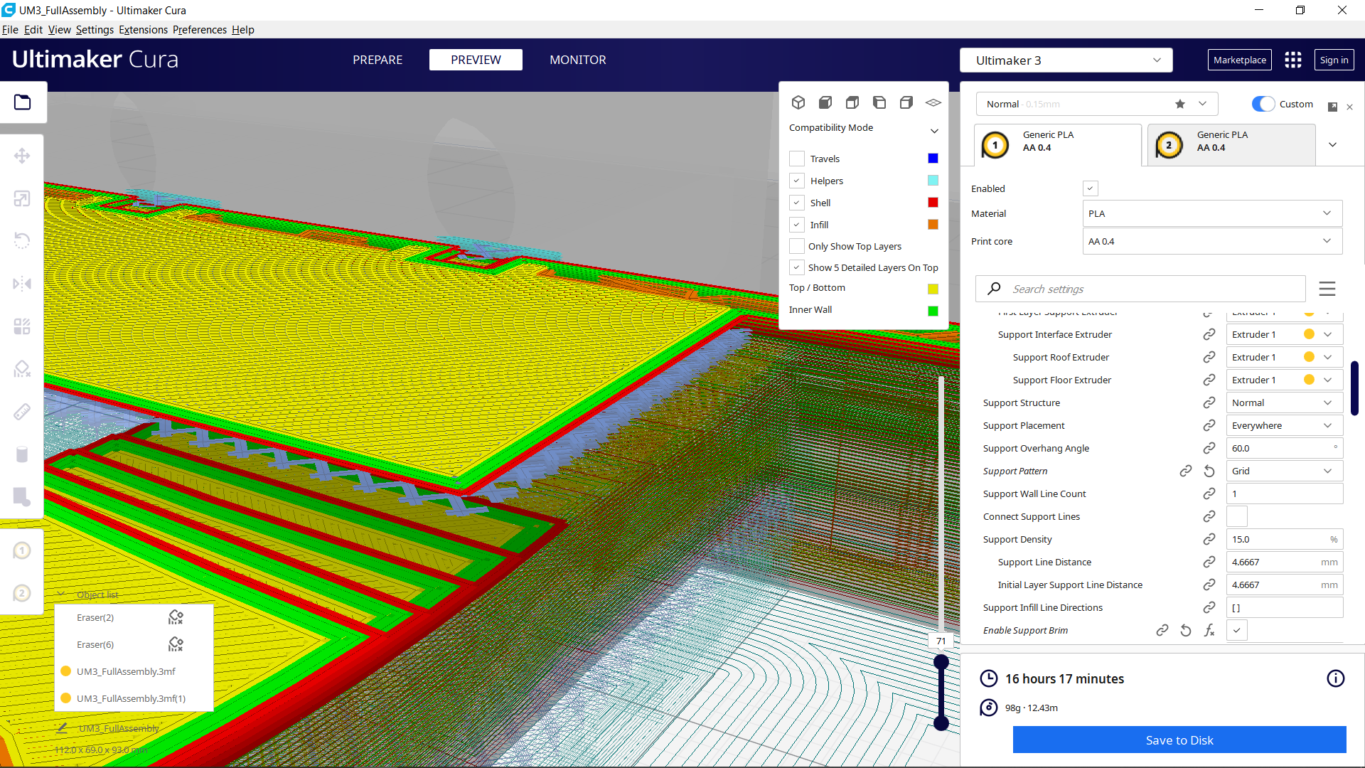 [master]: UM3: Missing support · Issue #11716 · Ultimaker/Cura · GitHub