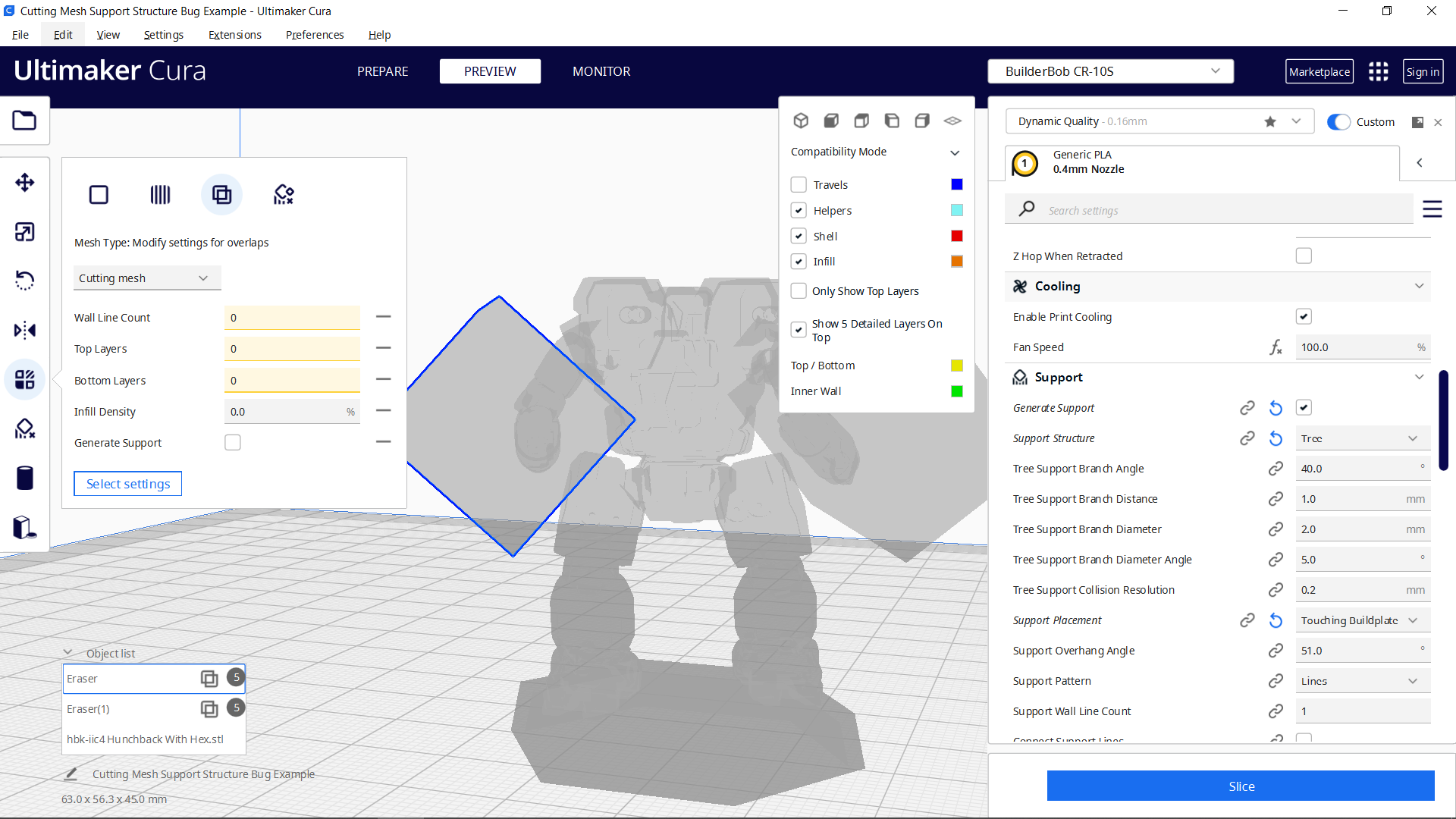Support Structures still calculated for portions of objects removed by cutting objects. · Issue ...