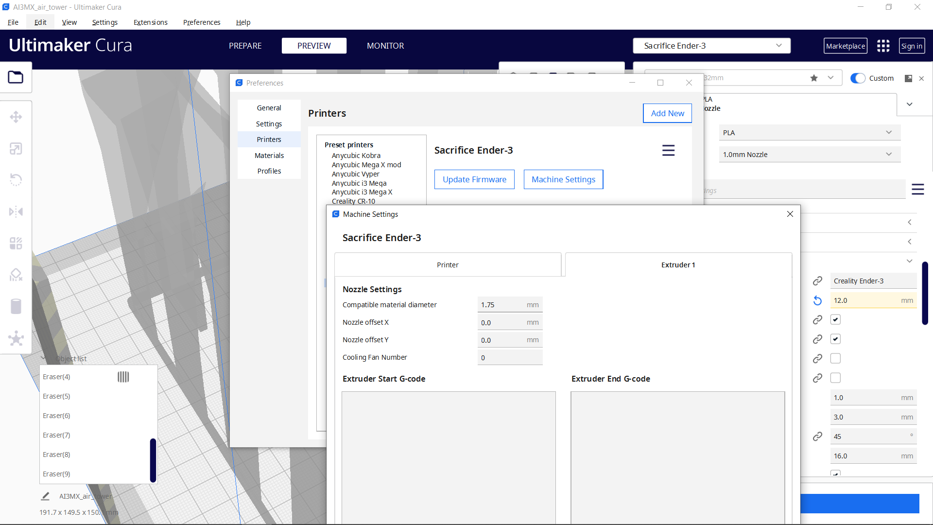 Machine Settings "Compatible Filament Diameter" doesn't update Printer Settings "Diameter ...