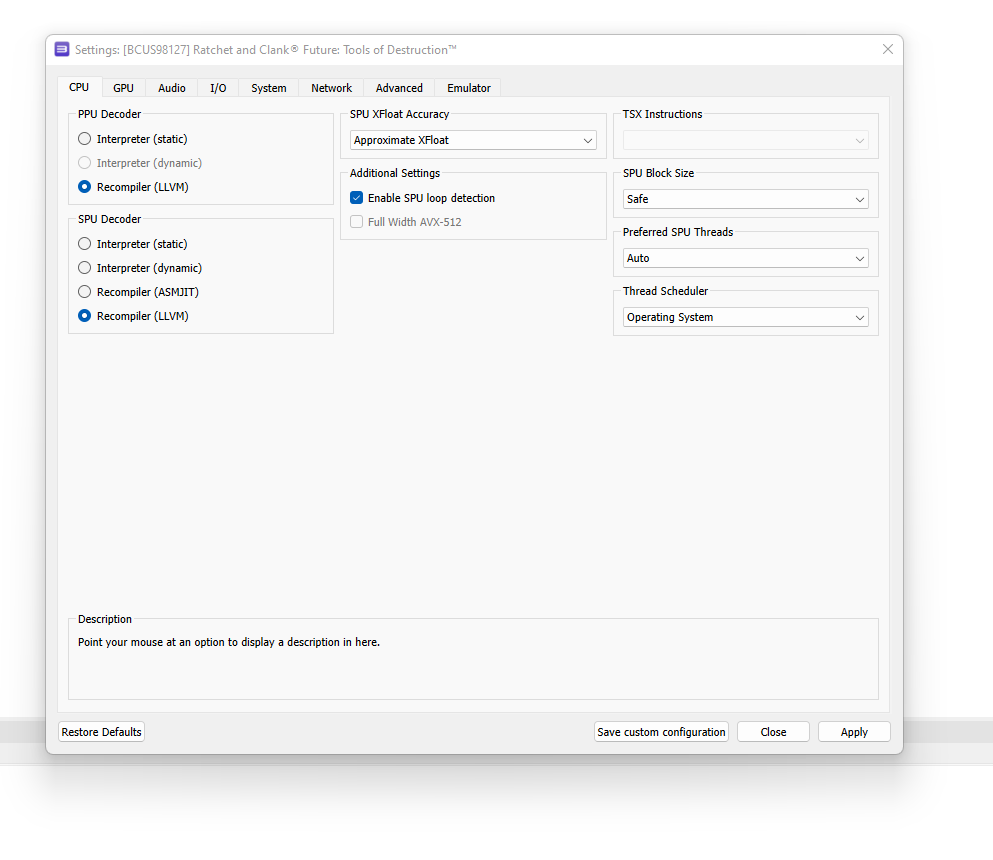Ratchet and Clank: Tools of Destruction freeze in spaceship · Issue #12501 · RPCS3/rpcs3 · GitHub