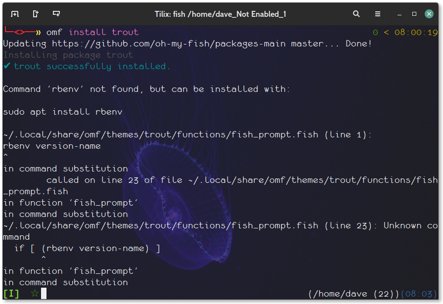 Ruby Environment section should be optional · Issue #3 · oh-my-fish/theme-trout · GitHub
