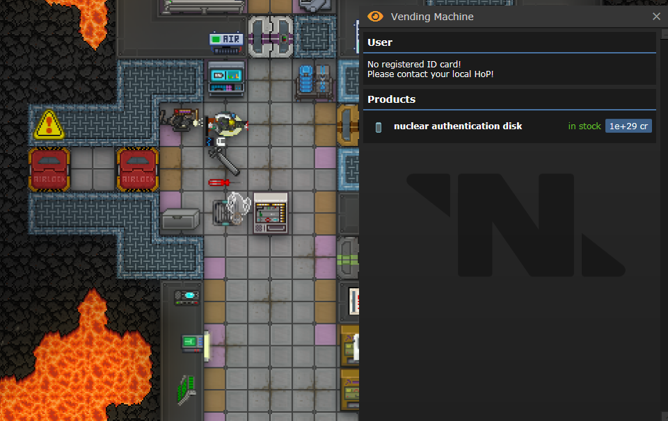 Nuclear Authentication Disk can leave station Z level via Custom Vendor ...