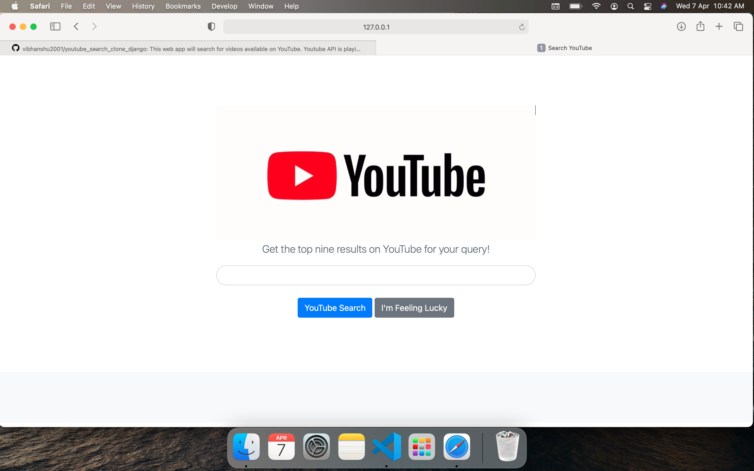 GitHub - vibhanshu2001/youtube_search_clone_django: This web app will search for videos ...