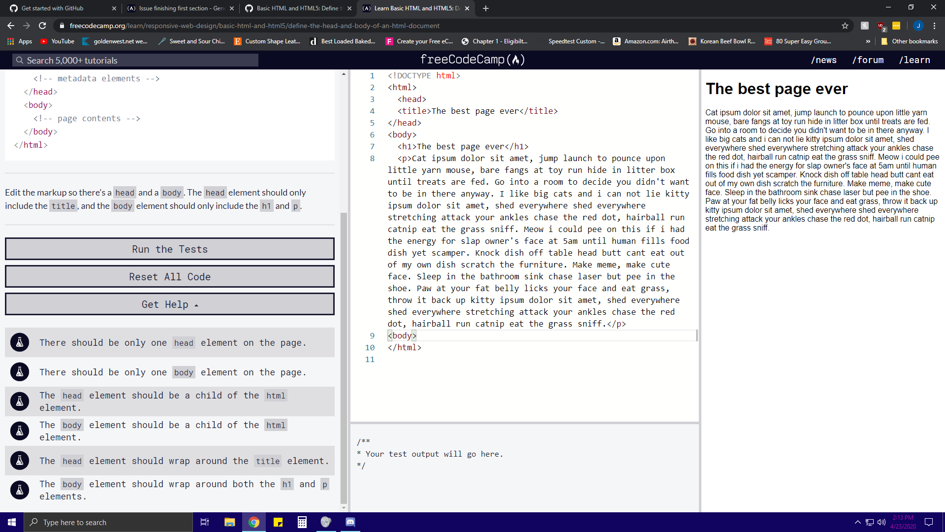 Basic HTML and HTML5: Define the Head and Body of an HTML Document ...