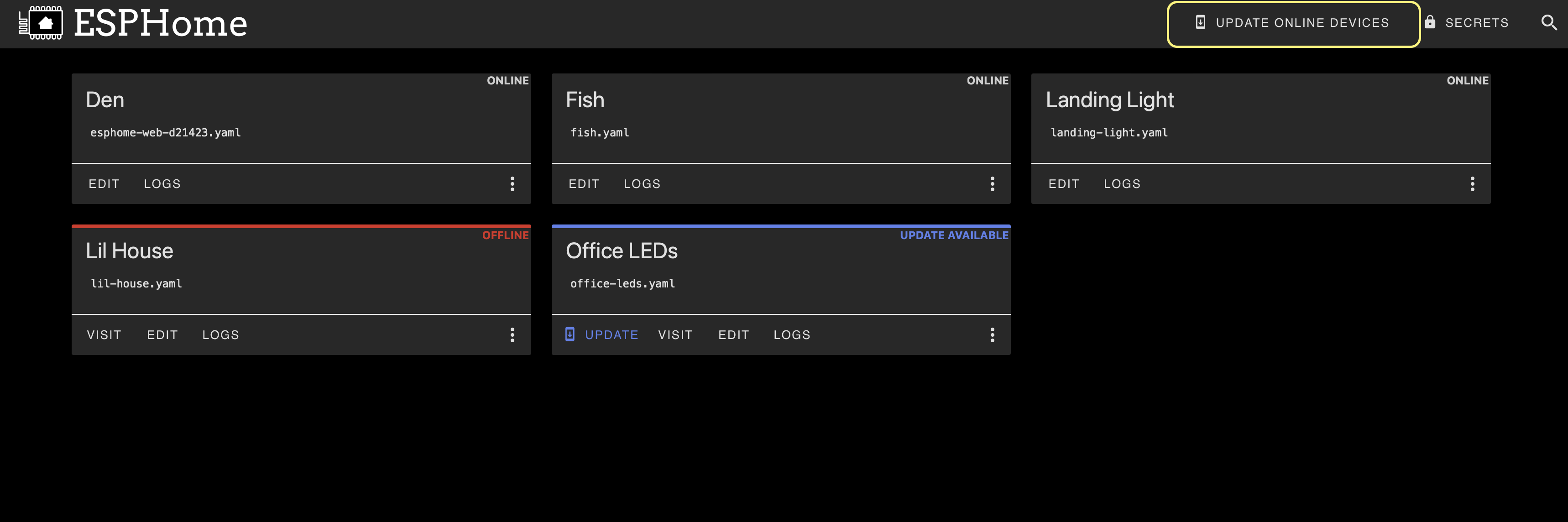 Change "Update All" to "Update Online Devices" · Issue #2441 · esphome/feature-requests · GitHub