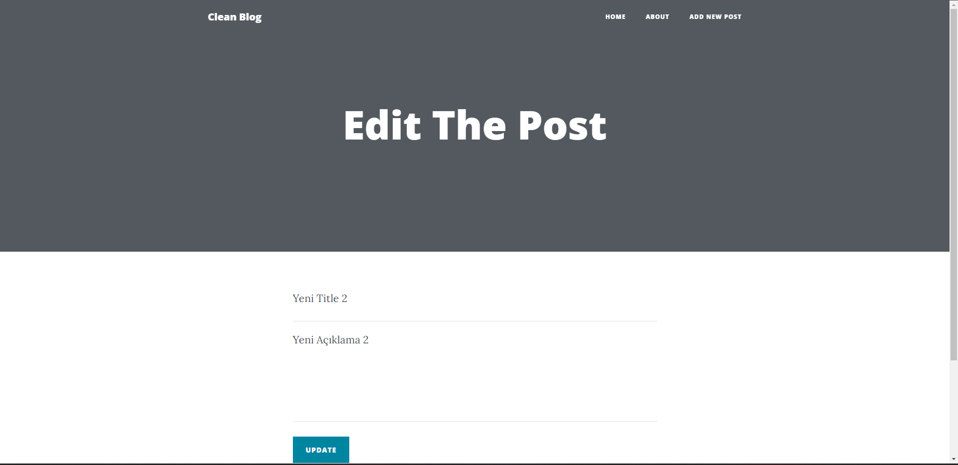 GitHub - berkan-ozgur/Clean-Blog: This project is about adding, deleting and updating a blog by ...