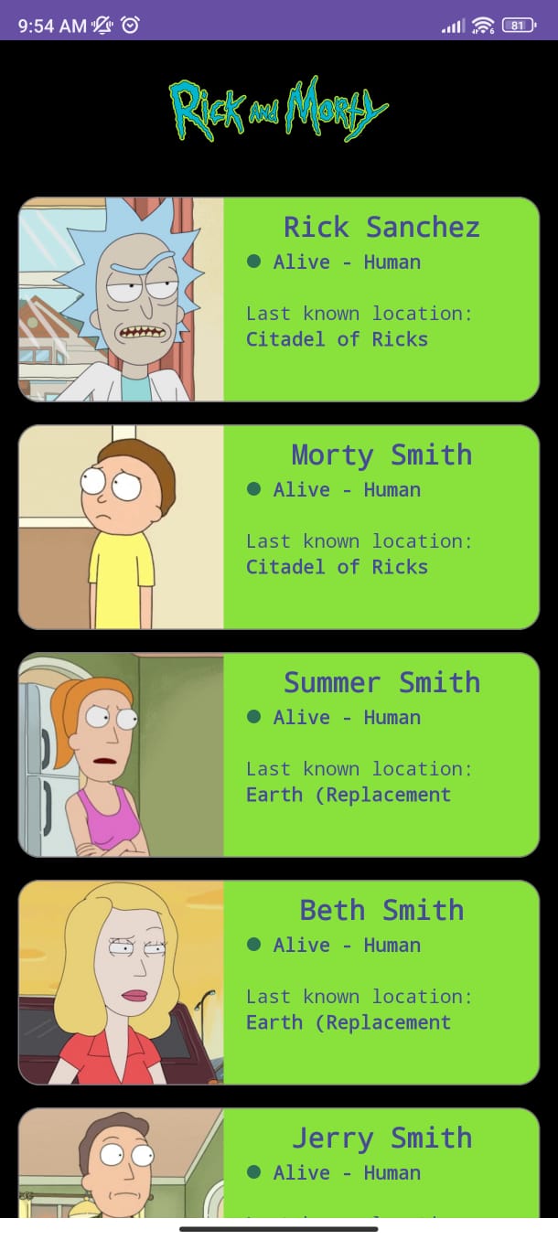Github Cesarramirezf Rickandmorty Android An App For Android With Kotlin Use The Rick And