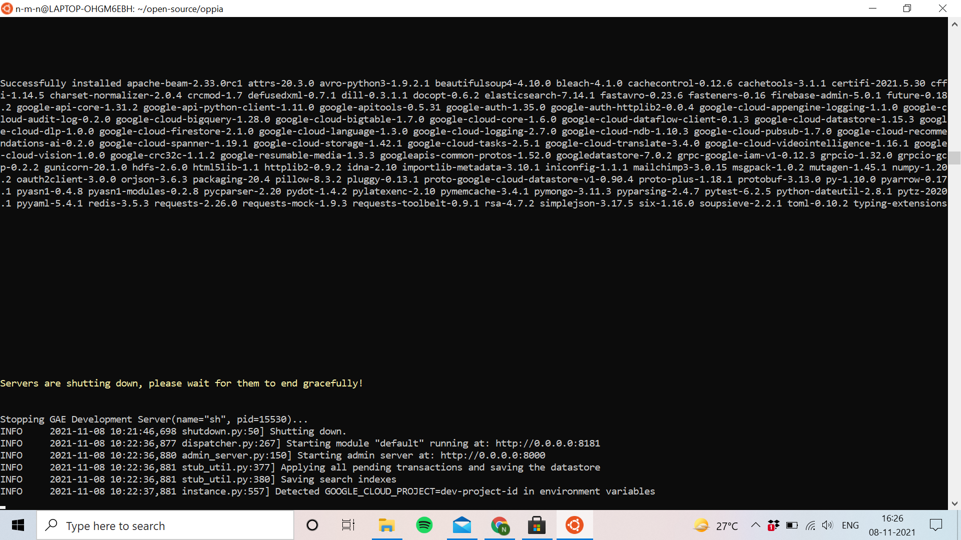 Development Server not running without showing any errors in the log. · Issue #14202 · oppia ...