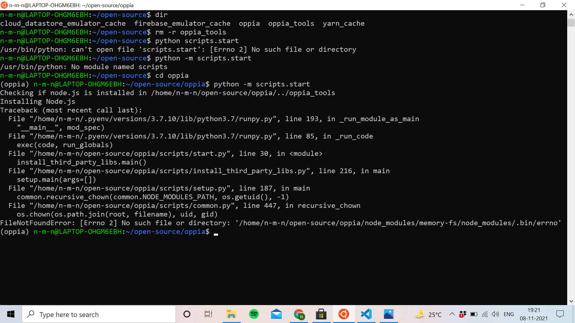 Development Server not running without showing any errors in the log. · Issue #14202 · oppia ...