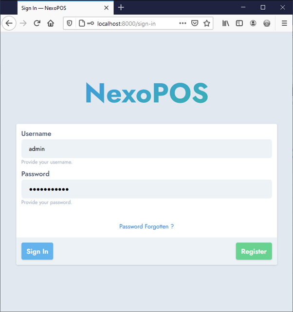 Stuck at login page · Issue #88 · Blair2004/NexoPOS · GitHub