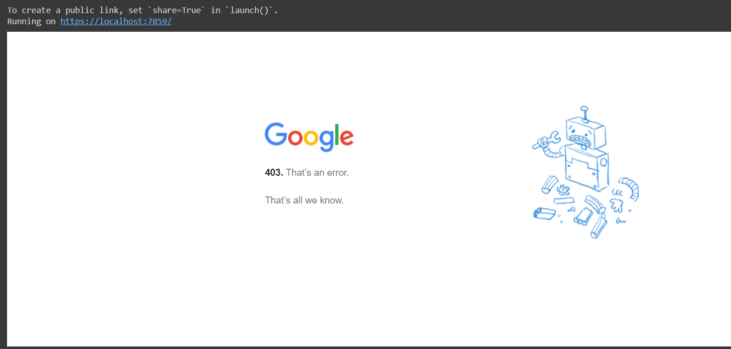 Gradio on Google Colab cell iframe returns Error 404 on certain device/browser/connection ...
