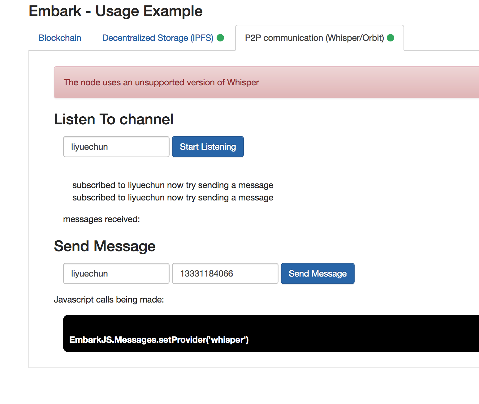The node uses an unsupported version of Whisper · Issue #287 · embarklabs/embark · GitHub